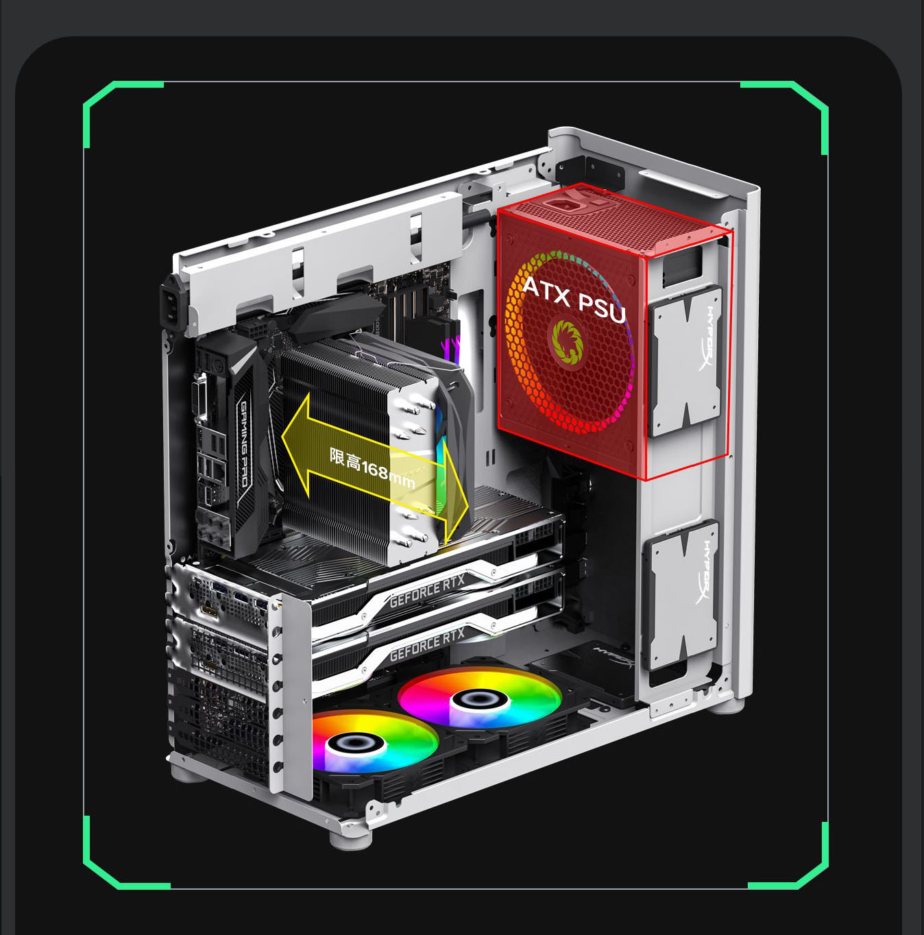 Gamemax Spark Pro Full White Steel/Tempered Glass USB3.0/Type C ATX Mid Tower Computer Case w ...